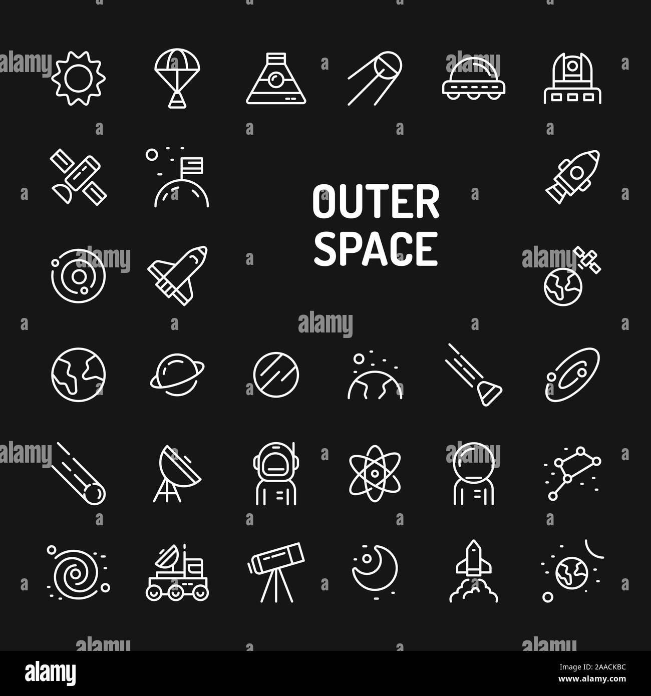 Space icons galaxy planets Stock Vector Images - Alamy