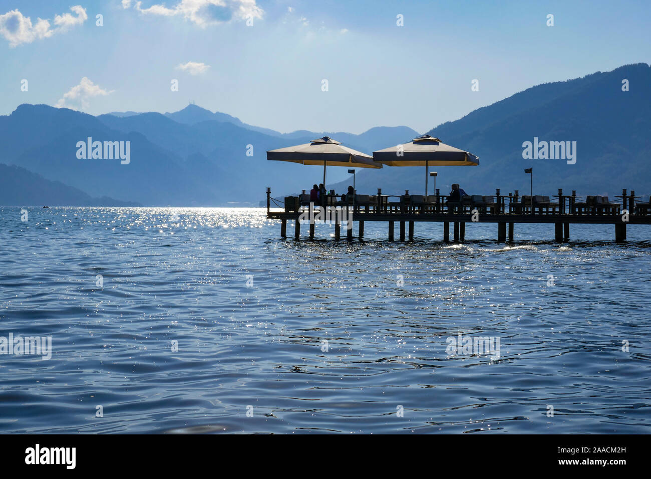 Restaurant in the sea, Beaches at Autumn in Marmaris holiday resort ...