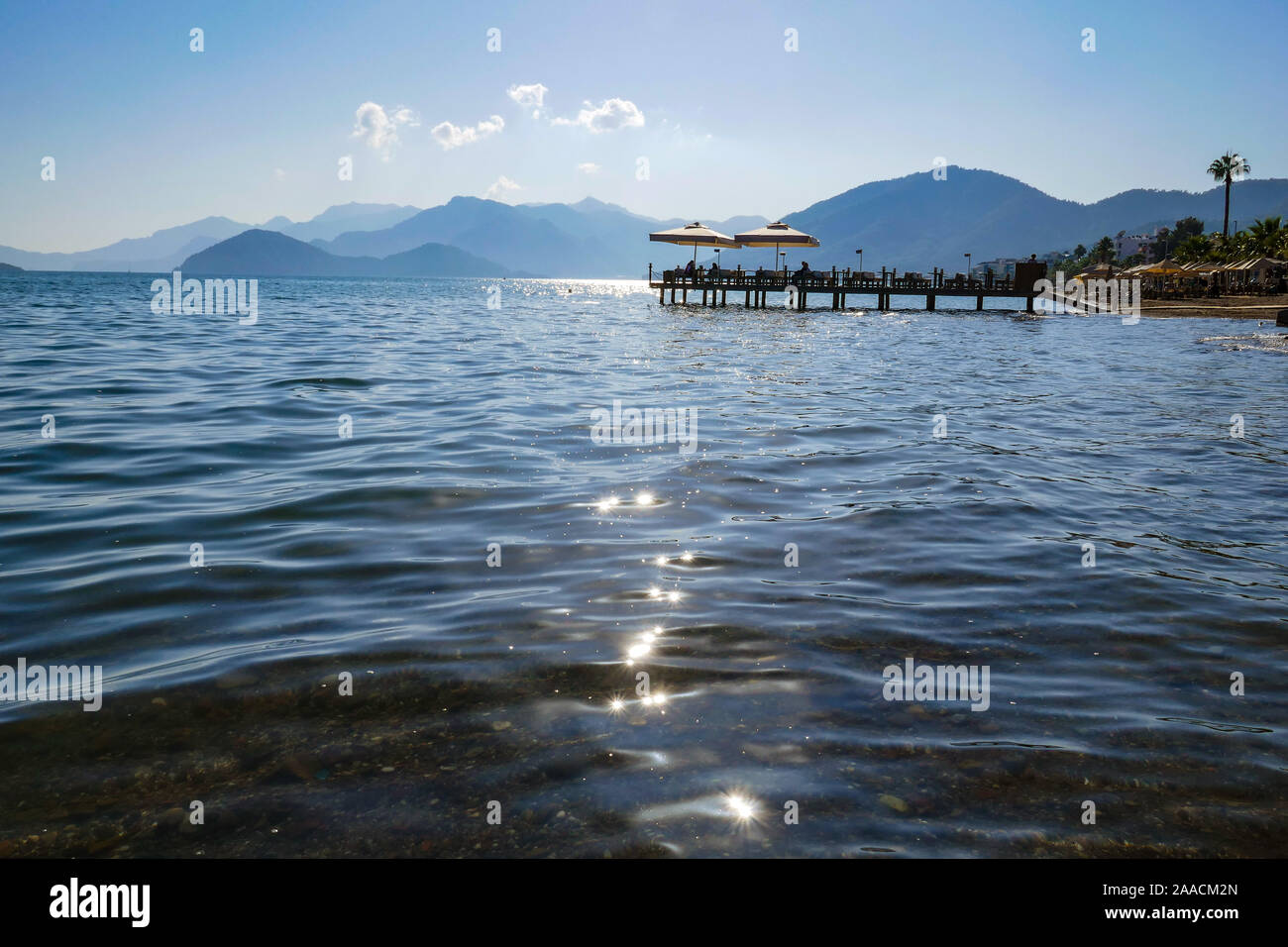 Restaurant in the sea, Beaches at Autumn in Marmaris holiday resort ...