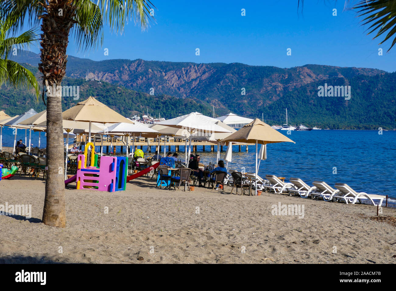 Beaches at Autumn in Marmaris holiday resort, Mugla, Turkey ...