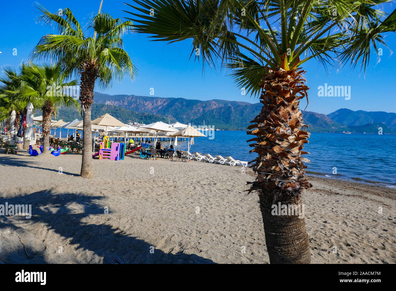 Beaches at Autumn in Marmaris holiday resort, Mugla, Turkey ...