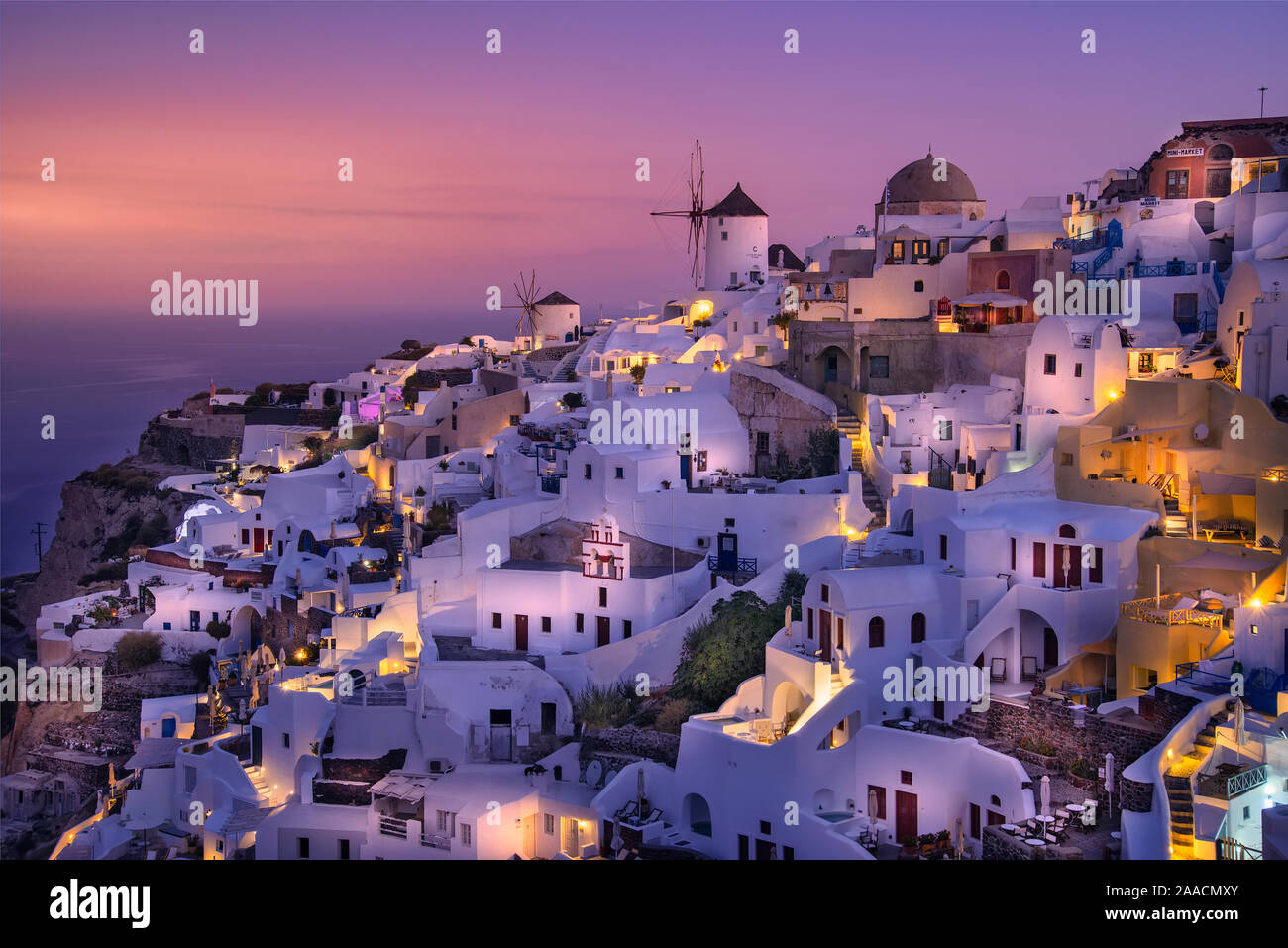 Santorini Greece At Night Wallpaper