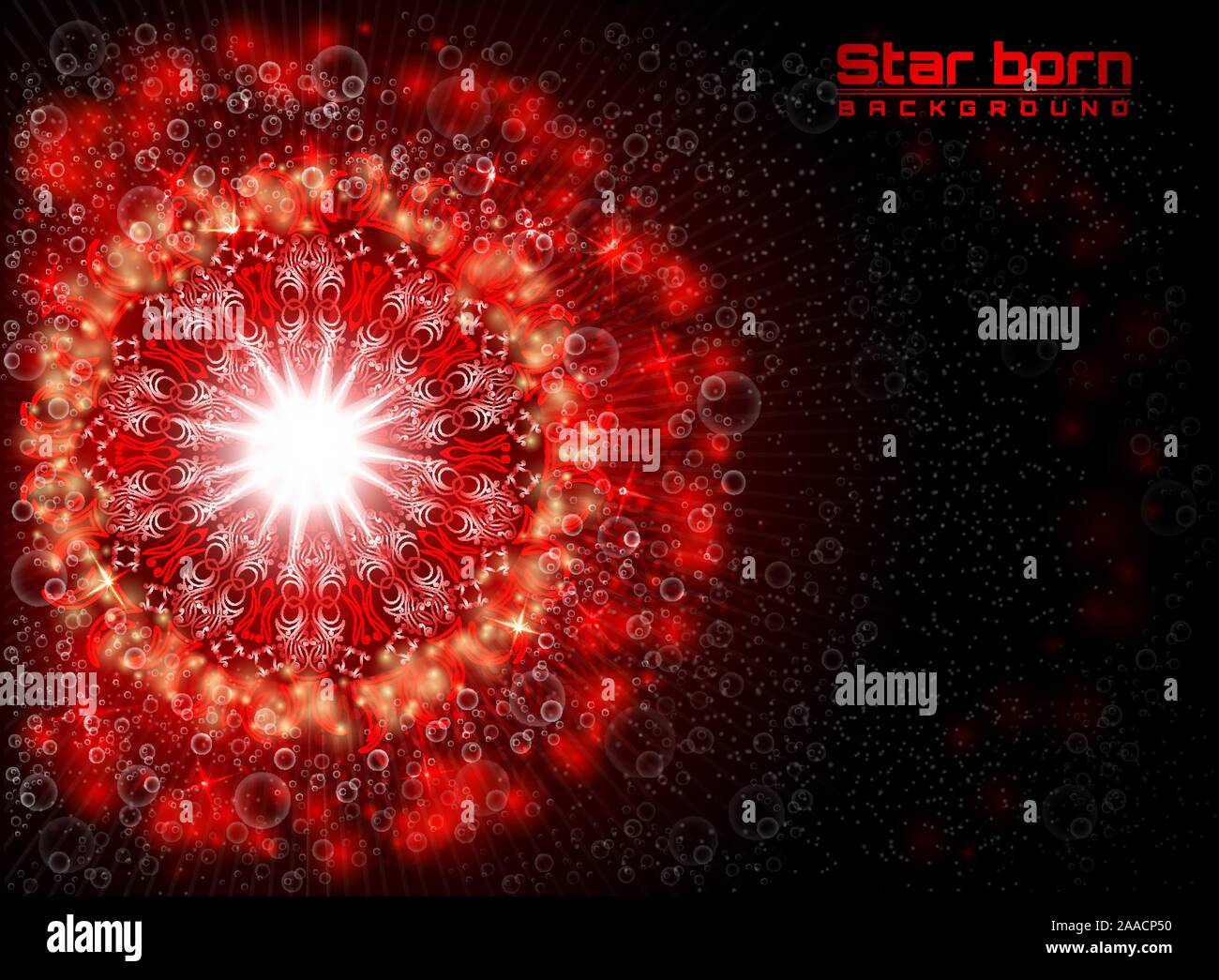 Red star born in space with starry sky background Stock Vector Image ...