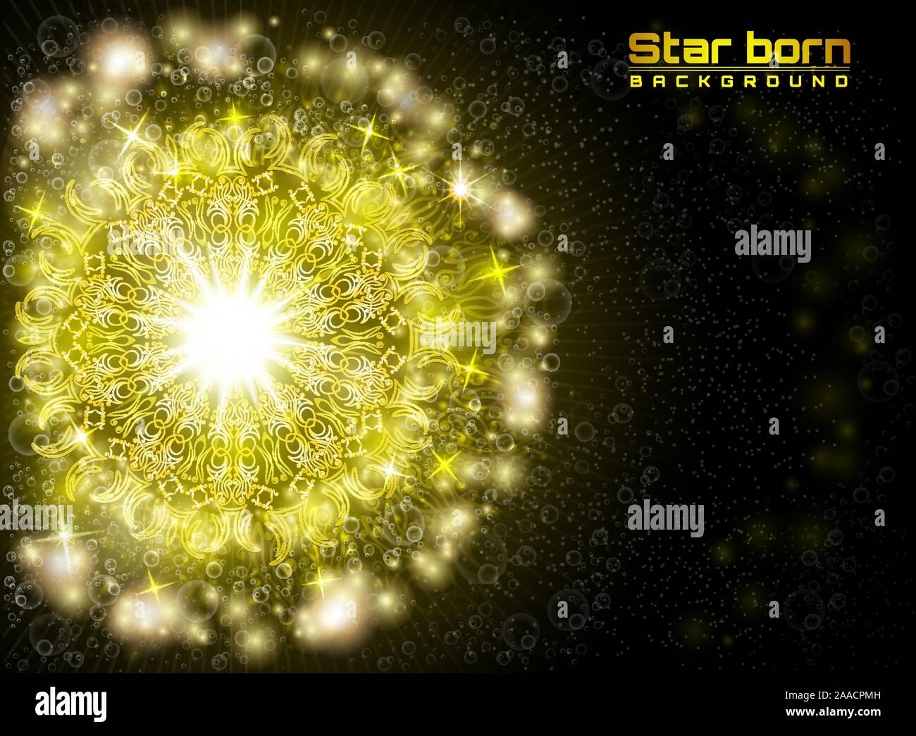Star born in space with starry sky yellow background Stock Vector Image ...
