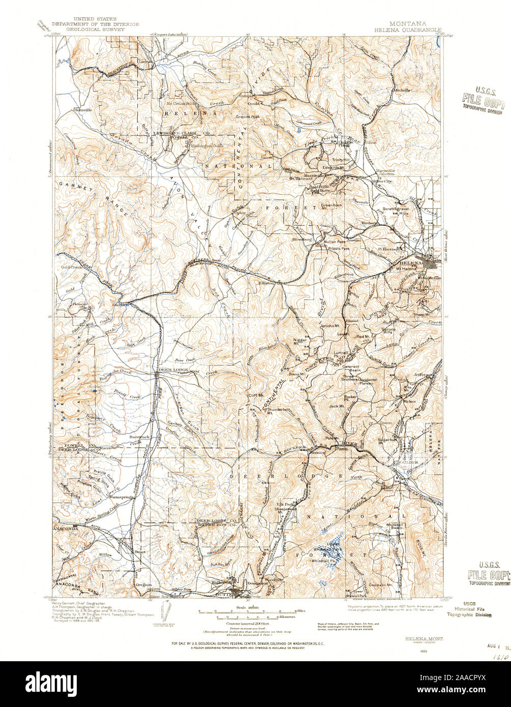 1899 topo map of helena montana hi-res stock photography and images - Alamy