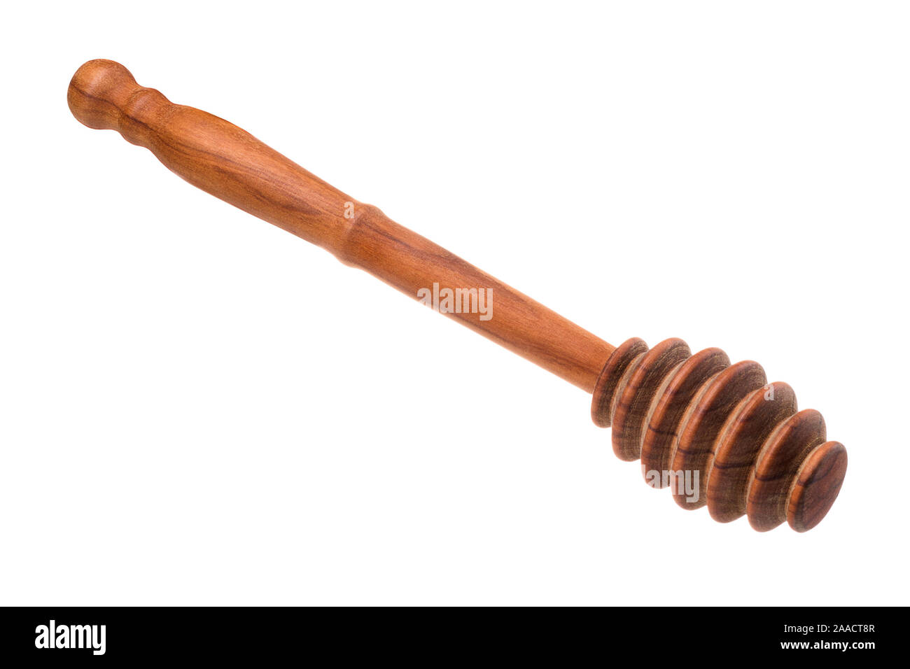 Honey wooden dipper isolated on white background with clipping path ...