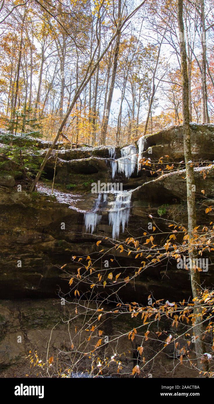 Hemlock Cliffs After a Light Snow, Indiana Stock Photo - Alamy