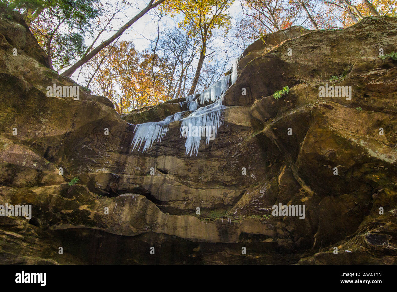 Hemlock Cliffs After a Light Snow, Indiana Stock Photo - Alamy