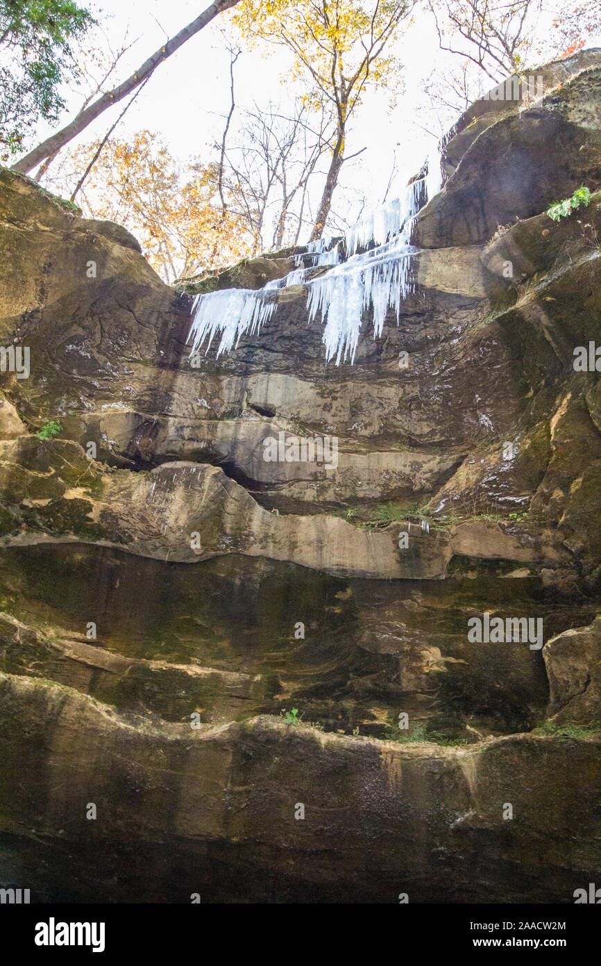 Hemlock Cliffs After a Light Snow, Indiana Stock Photo - Alamy