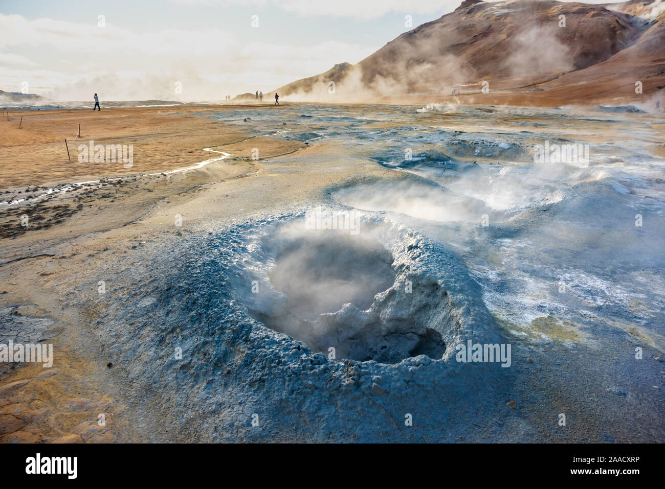 Fumarole field in Namafjall geothermal zone Iceland. Famous tourist ...