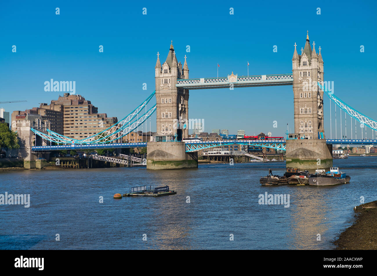 Powerful structure of Tower Bridge in London Stock Photo - Alamy