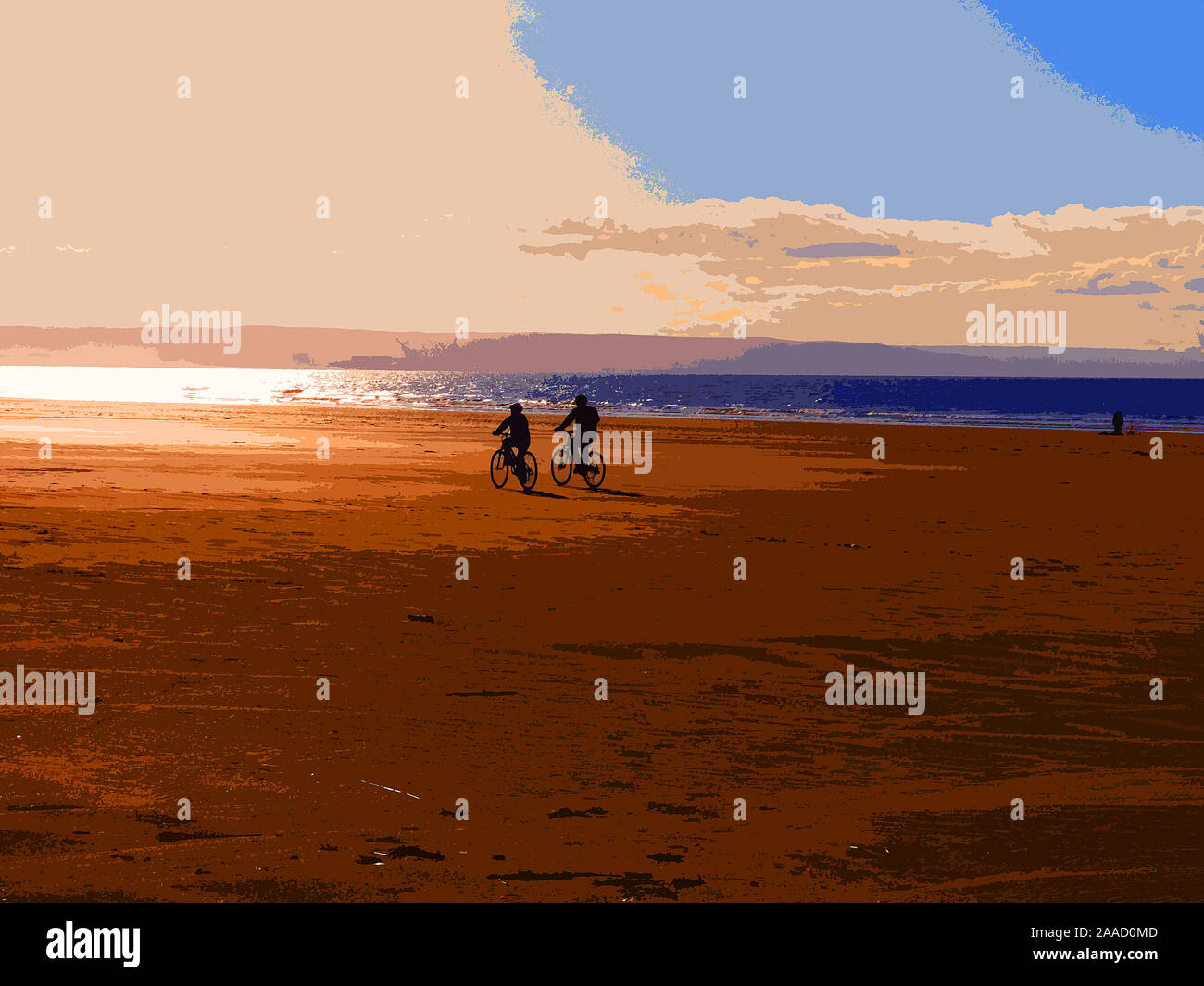 Cycling on a beach, Burnham-on-sea, Somerset, UK Stock Photo - Alamy