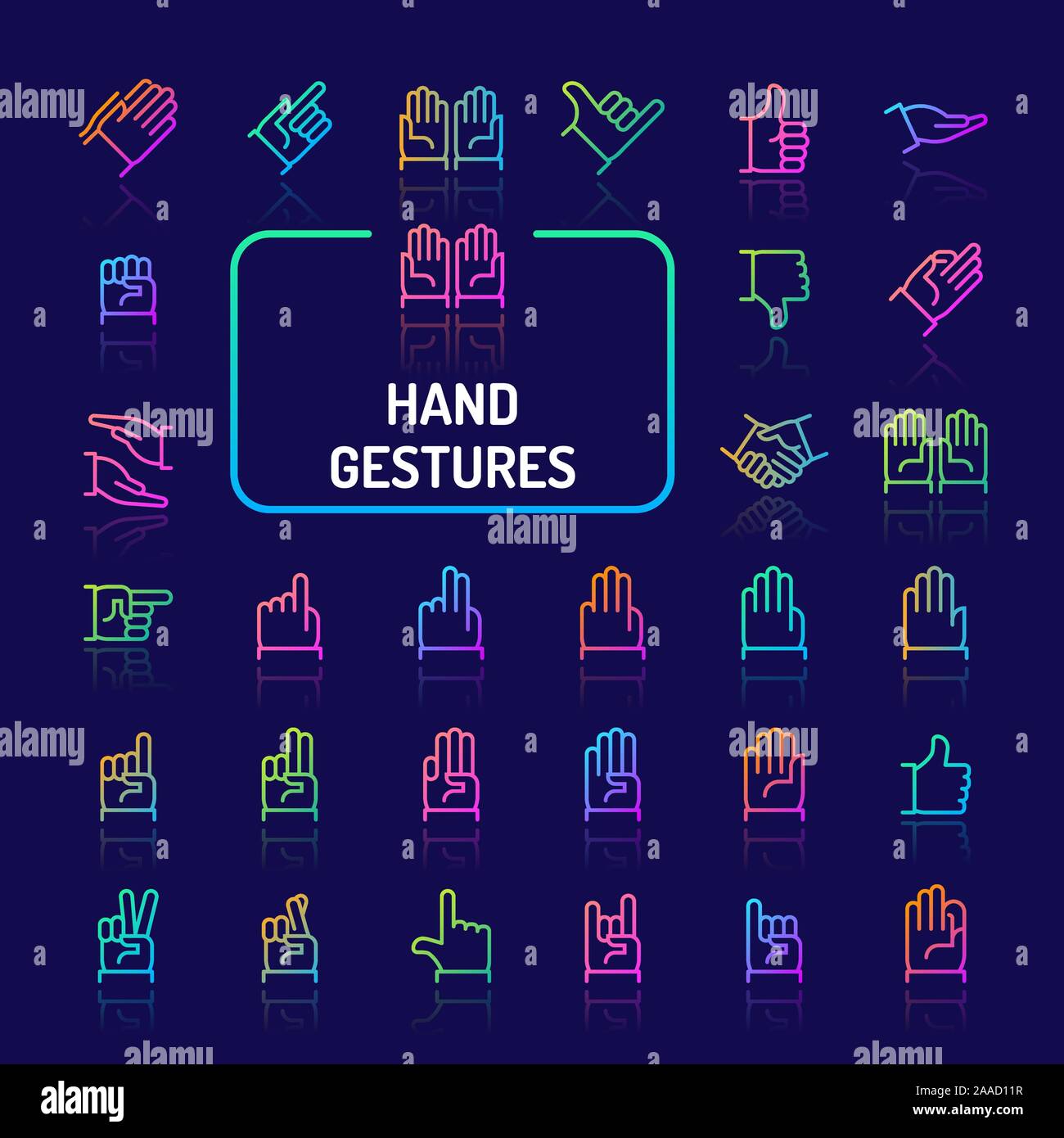 Simple gradient color icons isolated over dark background related to ...