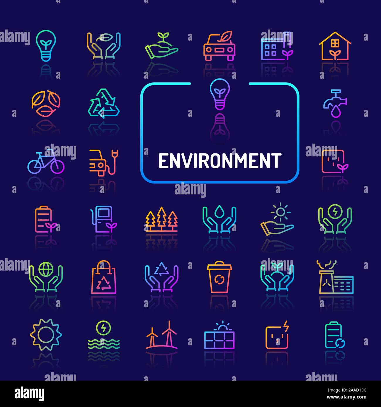 Simple gradient color icons isolated over dark background related to ...