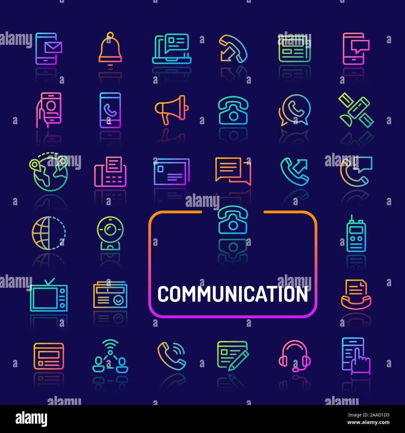 Simple gradient color icons isolated over dark background related to ...