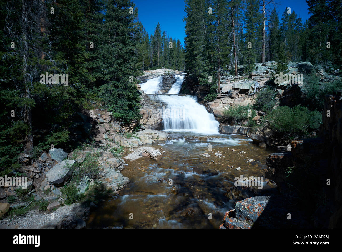 River and waterfall in the Uinta Mountains, Utah, USA Stock Photo - Alamy