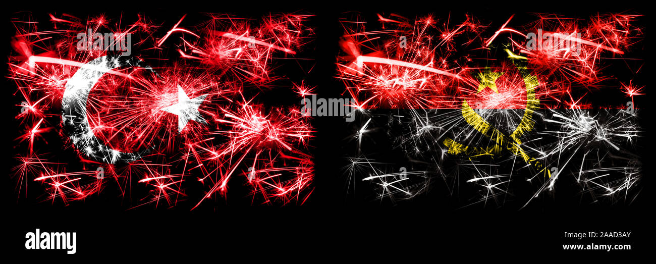 Turkey, Turkish vs Angola, Angolan New Year celebration sparkling ...