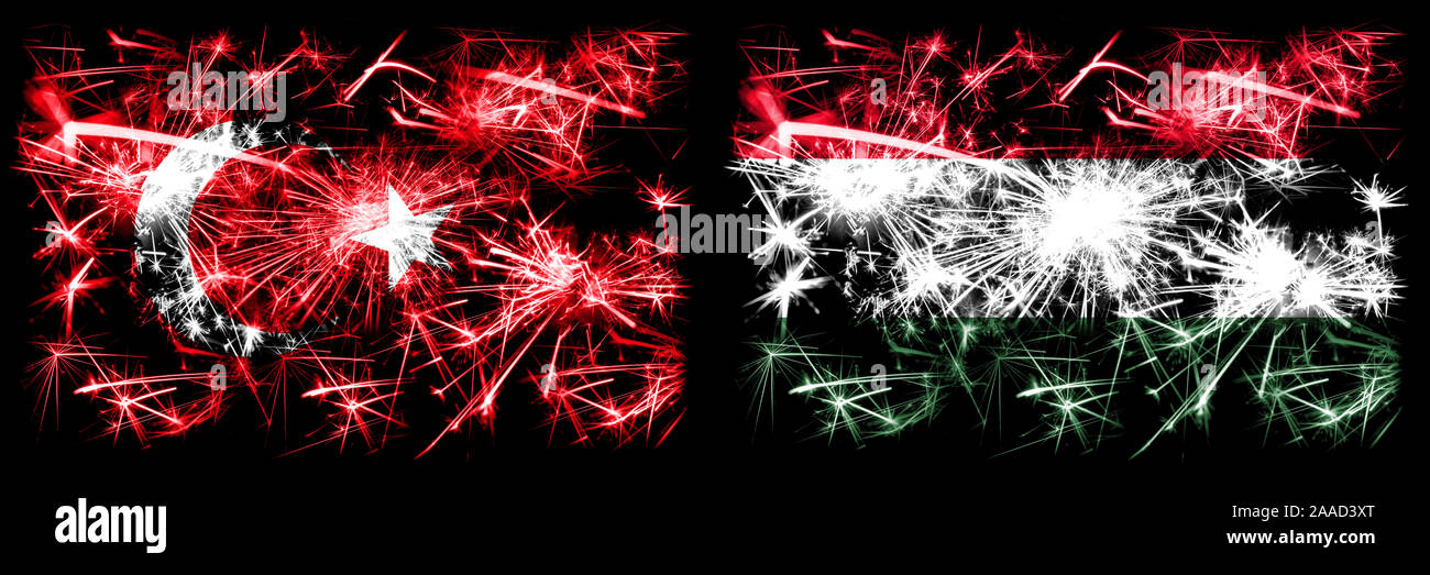 Turkey, Turkish vs Hungary, Hungarian New Year celebration sparkling ...