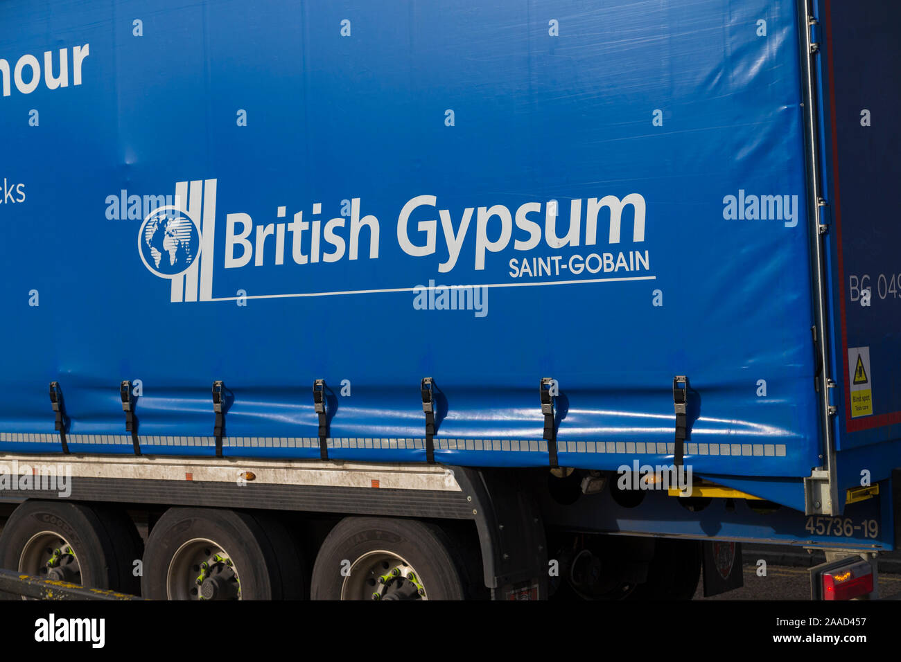 British gypsum sign on a lorry, uk Stock Photo - Alamy