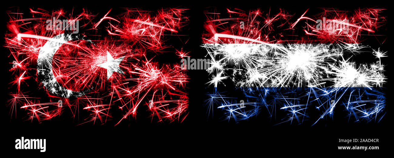 Turkey, Turkish vs Netherlands, Dutch New Year celebration sparkling ...