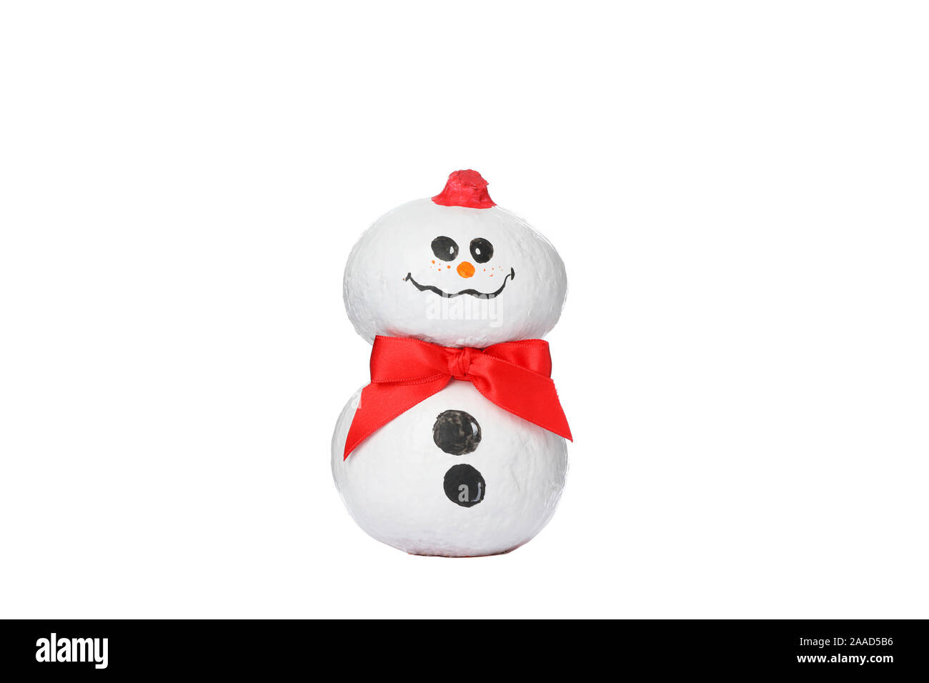 Cute snowman with red bow isolated on white background Stock Photo - Alamy