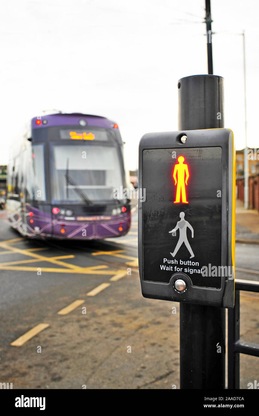 Tram at pedestrian crossing hi-res stock photography and images - Alamy