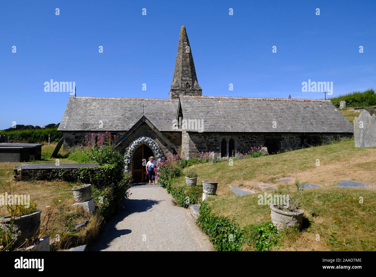 21 Jun 2018. St Enodoc's Church, Trebetherick, Cornwall, UK, under ...