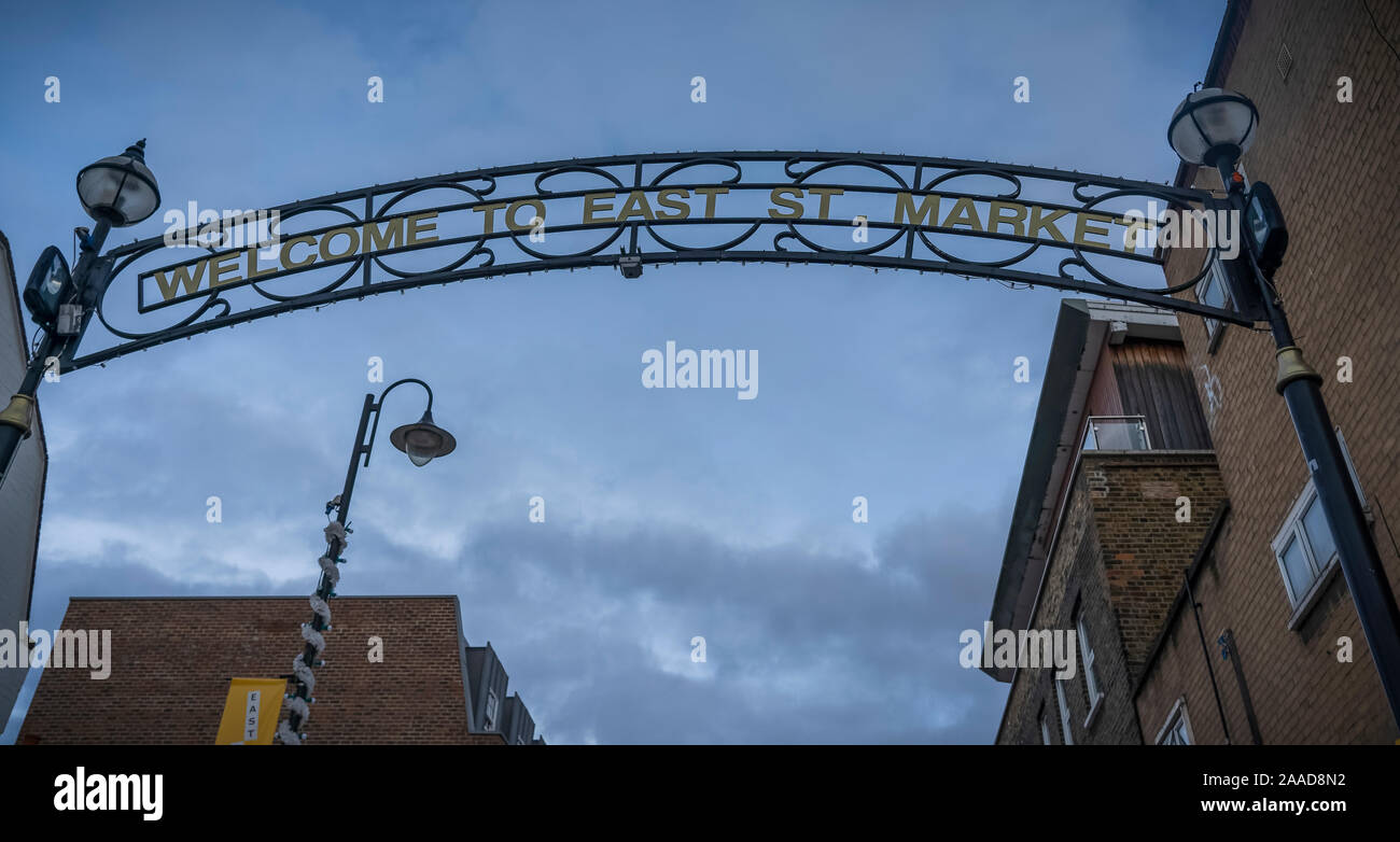 East Street Market Sign in the Walworth Road Southwark in South London ...