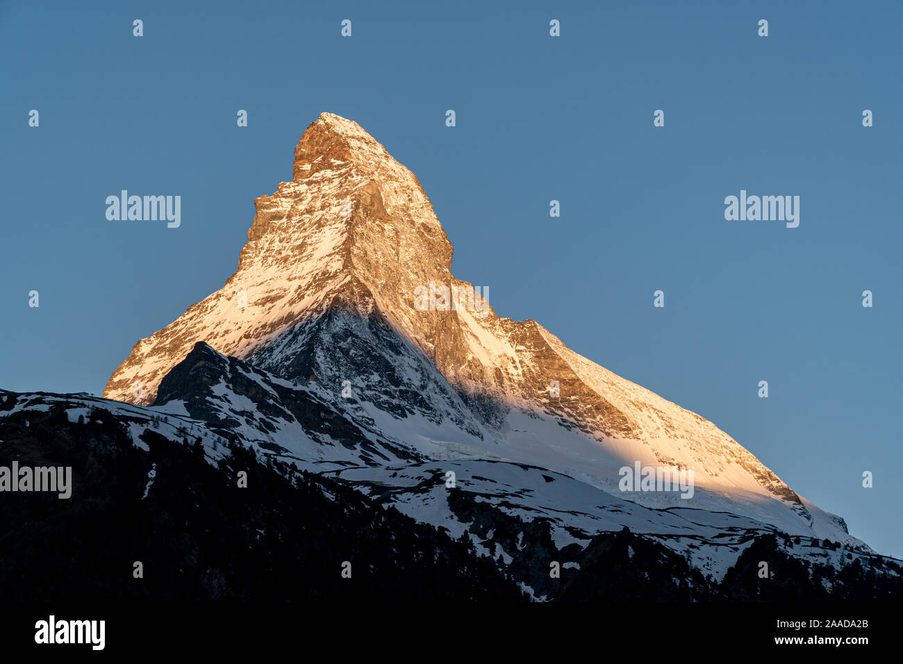 East and north faces of the Matterhorn during sunrise in Zermatt ...