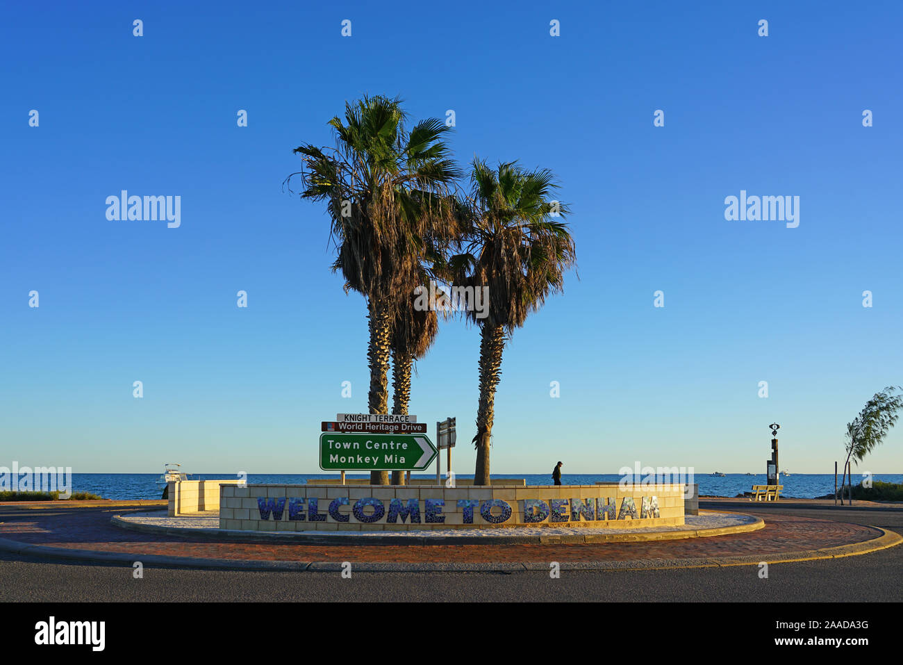 DENHAM, AUSTRALIA -7 JUL 2019- View of the town of Denham, Shark Bay ...