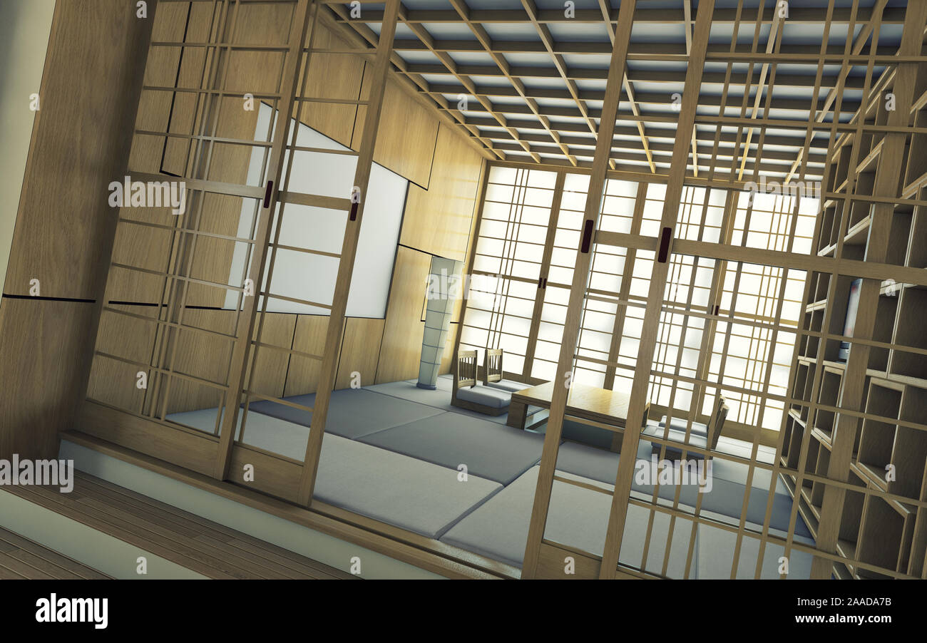 japanese tea area in wood Stock Photo - Alamy