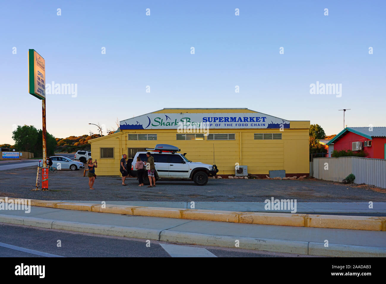 DENHAM, AUSTRALIA -7 JUL 2019- View of the town of Denham, Shark Bay ...