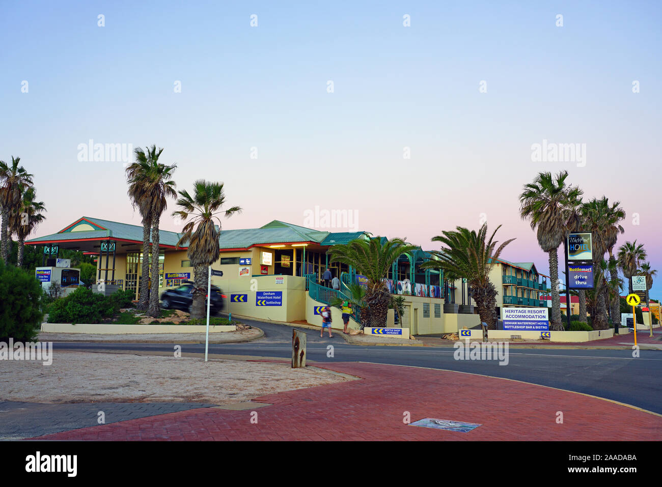 DENHAM, AUSTRALIA -7 JUL 2019- View of the town of Denham, Shark Bay ...