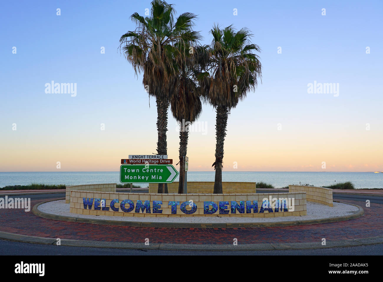 DENHAM, AUSTRALIA -7 JUL 2019- View of the town of Denham, Shark Bay ...