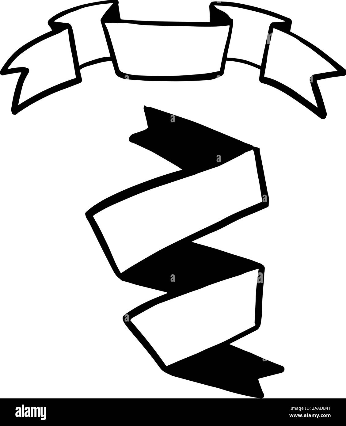 Vector Ribbons set. Black and white engraved ink art. Isolated ribbon ...