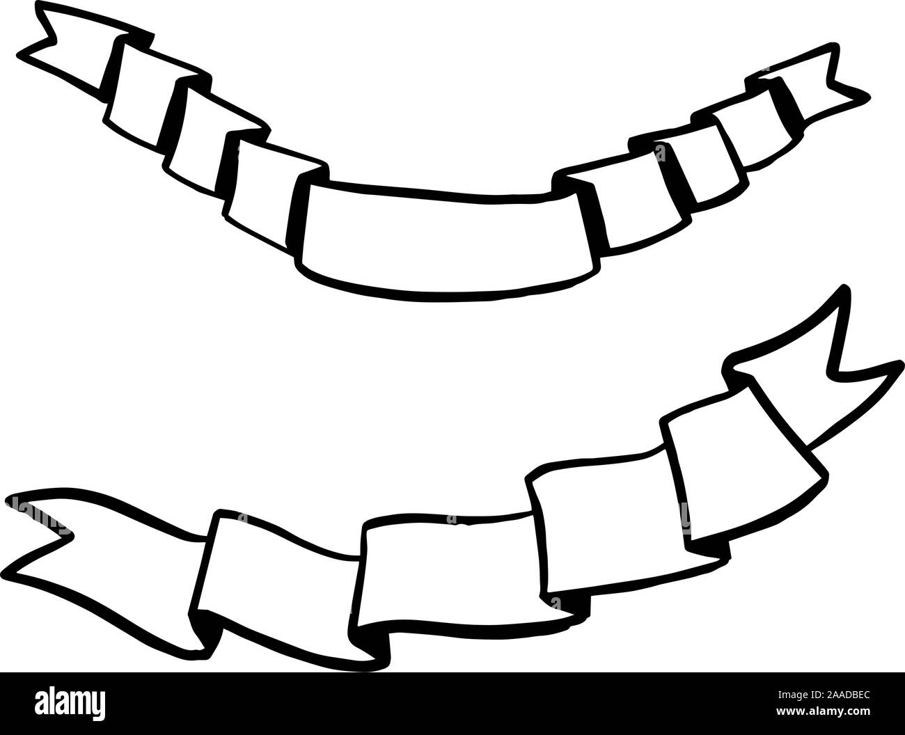 Vector Ribbons set. Black and white engraved ink art. Isolated ribbon ...