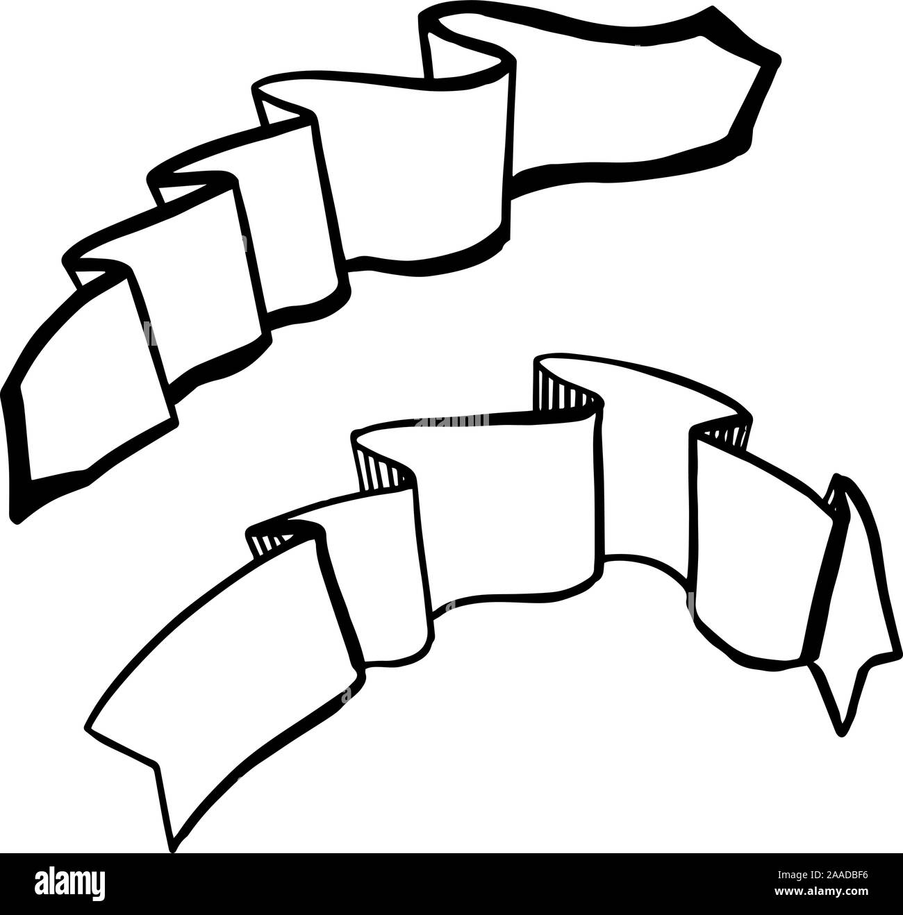 Vector Ribbons set. Black and white engraved ink art. Isolated ribbon ...