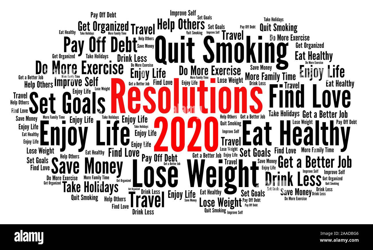 Resolutions 2020 word cloud concept Stock Photo - Alamy