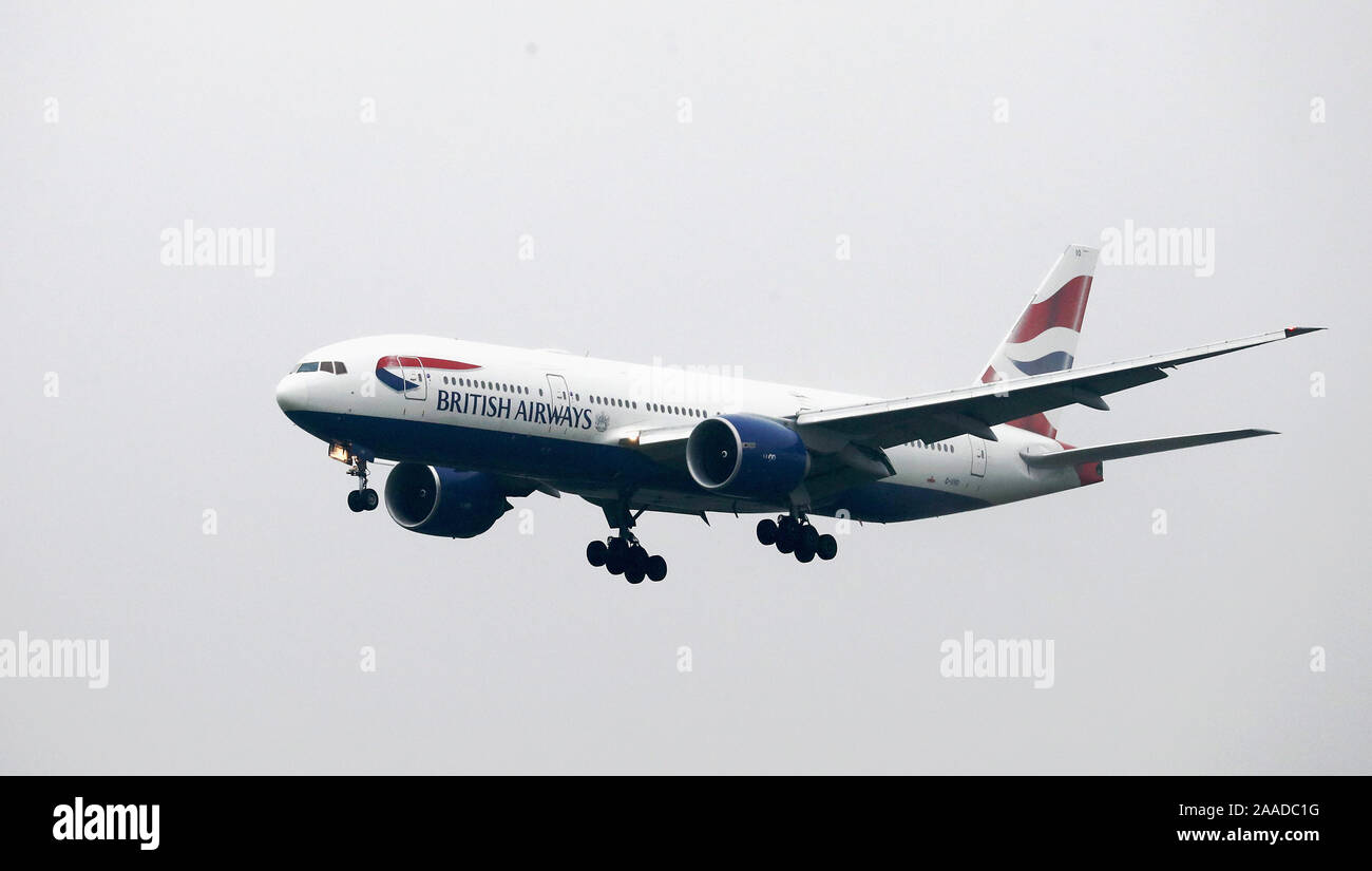 A British Airways plane lands at Gatwick Airport as thousands of BA ...