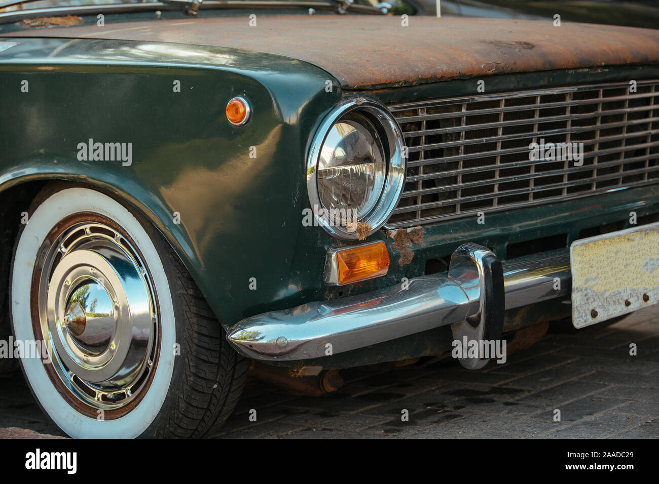 Old broken and rusty USSR times VAZ Car in summer day Stock Photo - Alamy