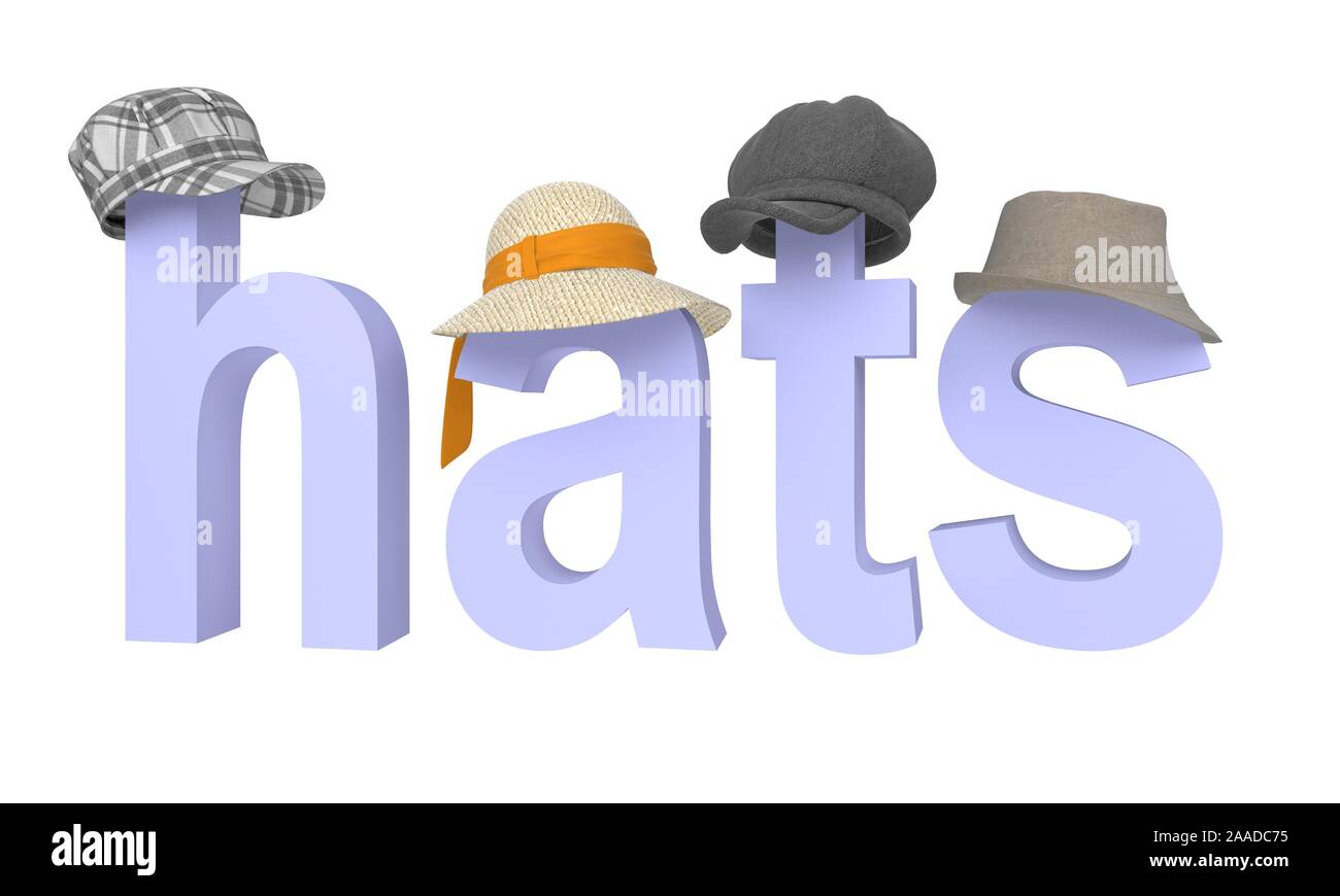 letters hats with dressed headdress. 3d rendering Stock Photo - Alamy