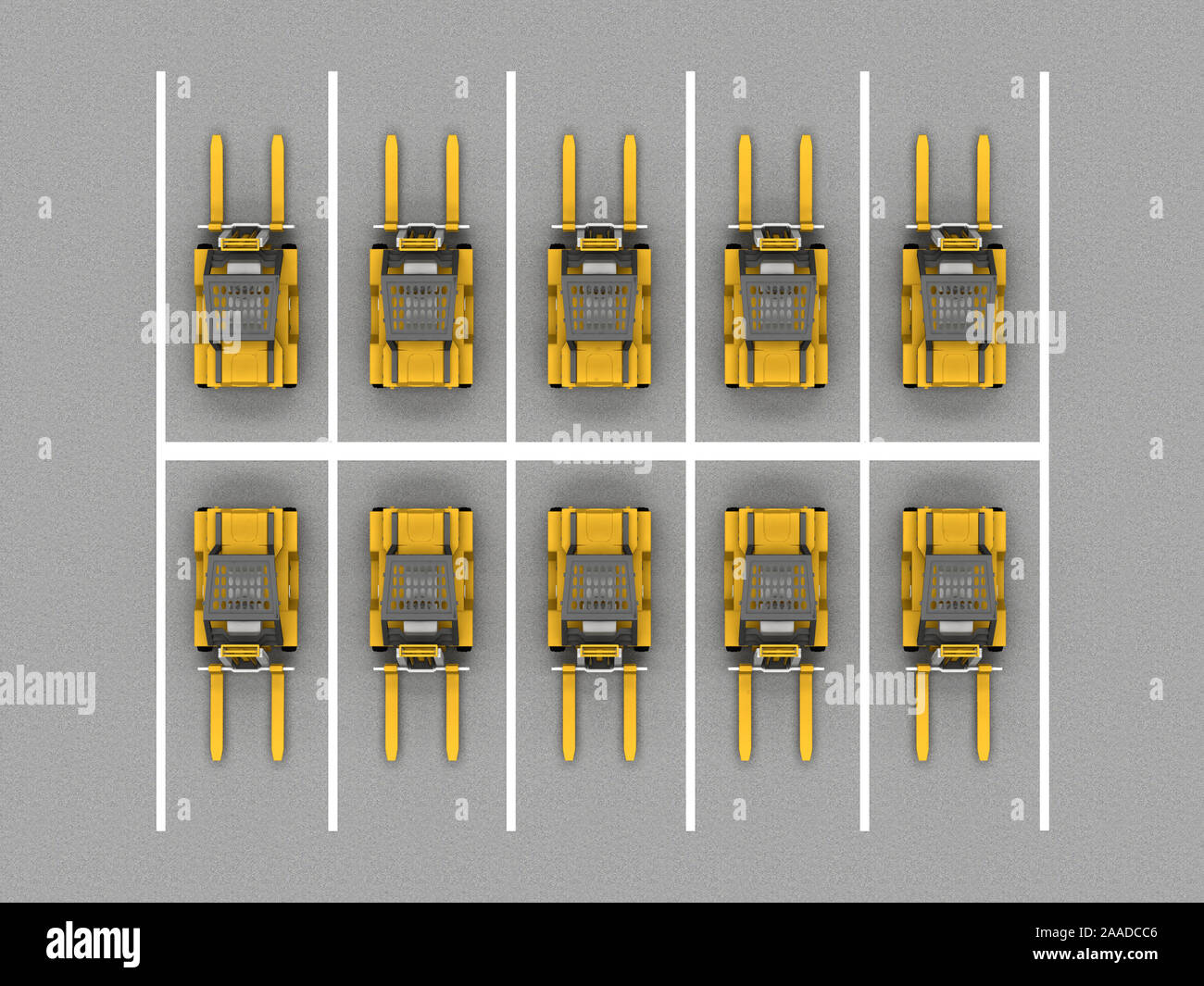 parking with forklifts. 3d rendering Stock Photo - Alamy