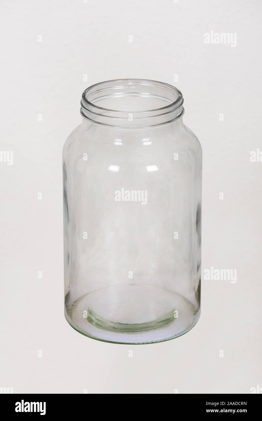 Close up photo of an empty jar, open lid, isolated over white ...