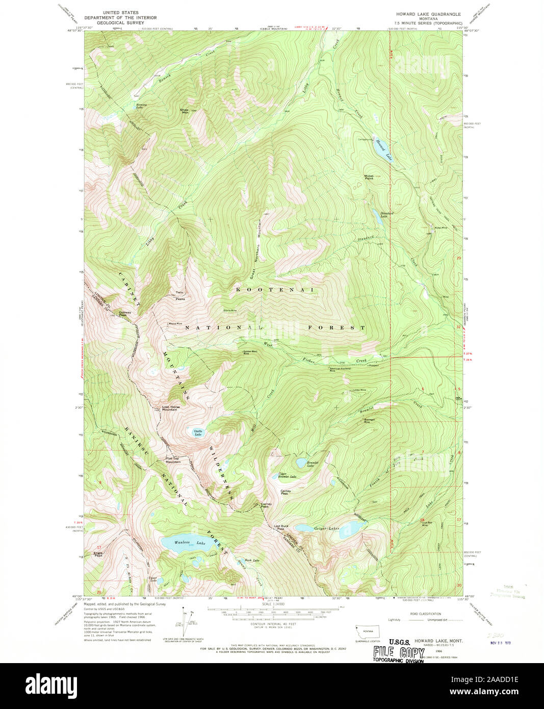 USGS TOPO Map Montana MT Howard Lake 264532 1966 24000 Restoration ...