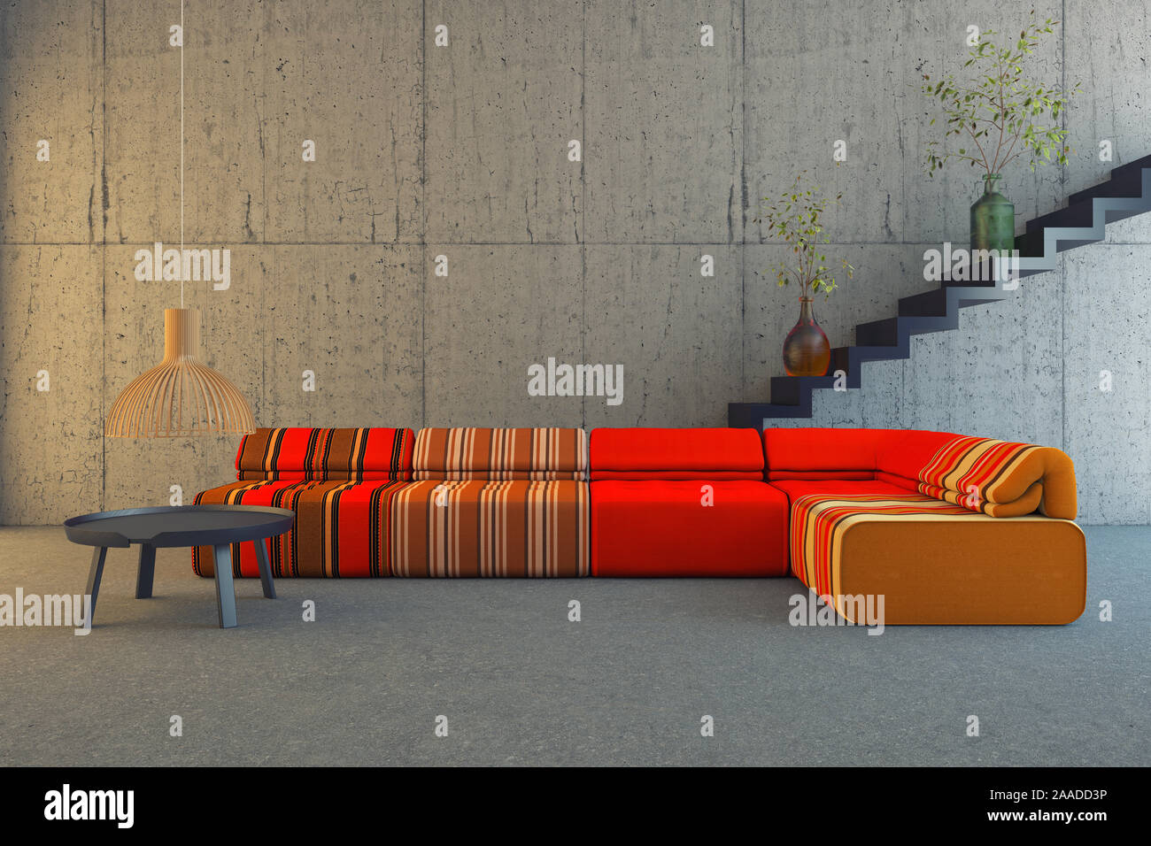 Red sofa in concrete hi-res stock photography and images - Alamy