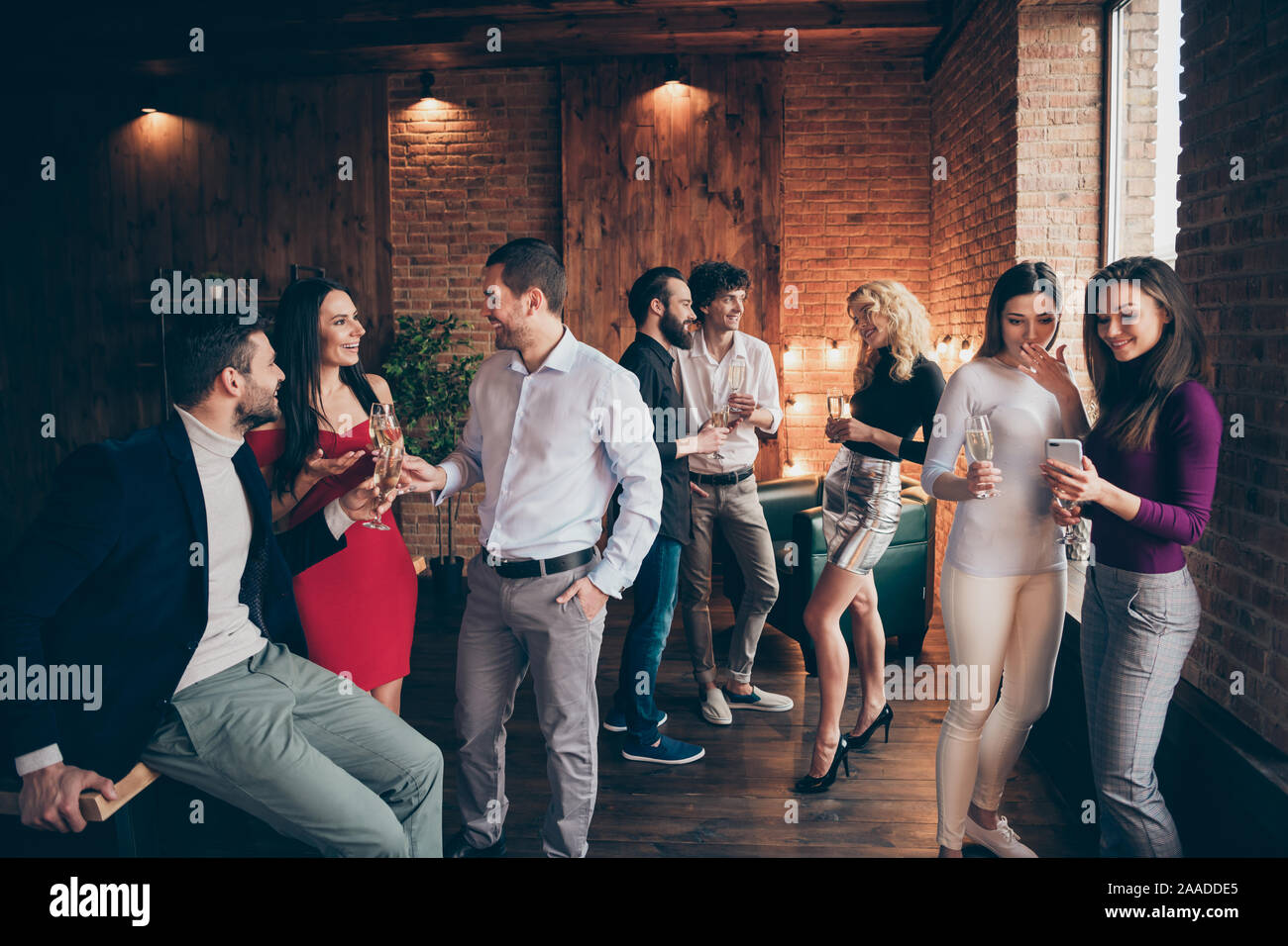 Photo of crowd of working people engaged in business having corporate ...