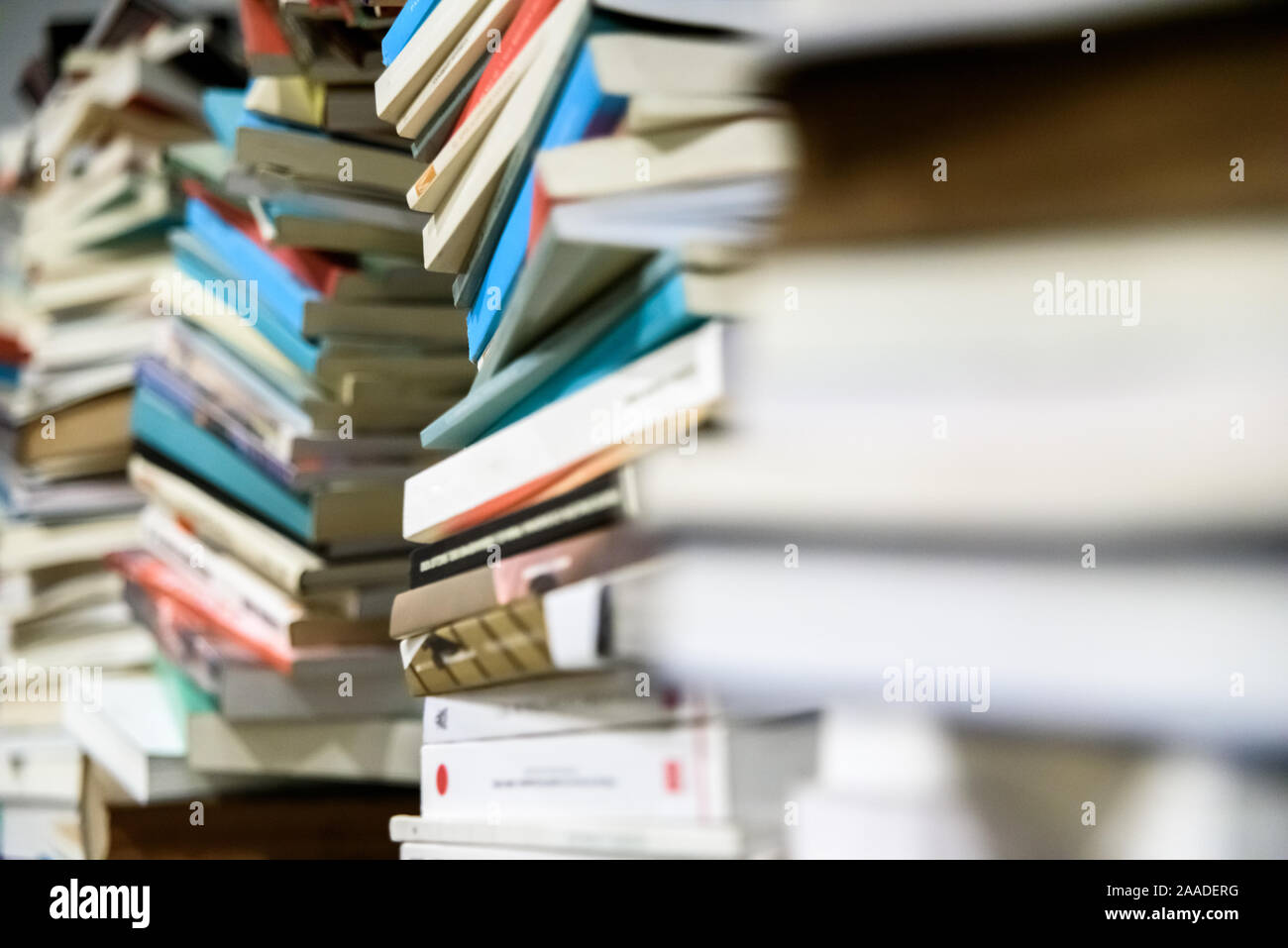 Many used stacked books ready to take to recycle Stock Photo - Alamy