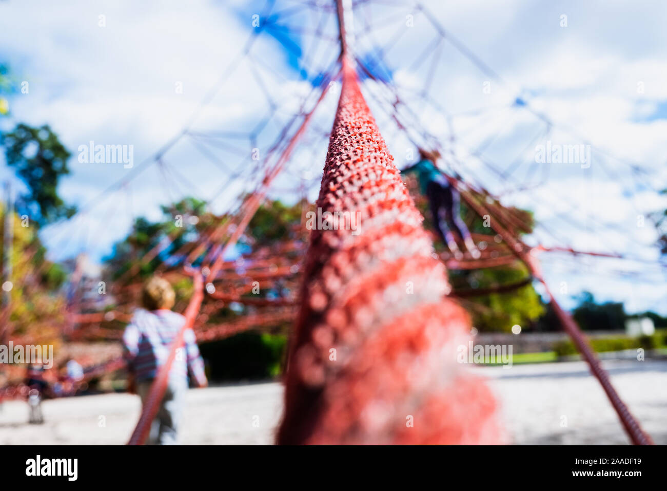 Rope-ladder web in a playground where children can develop their ...