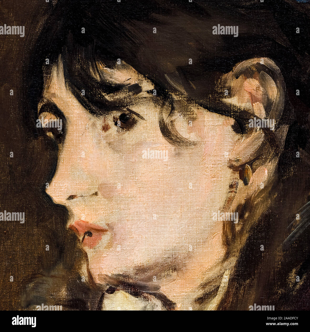 Edouard Manet, portrait painting detail, Berthe Morisot, 1869-1873 ...