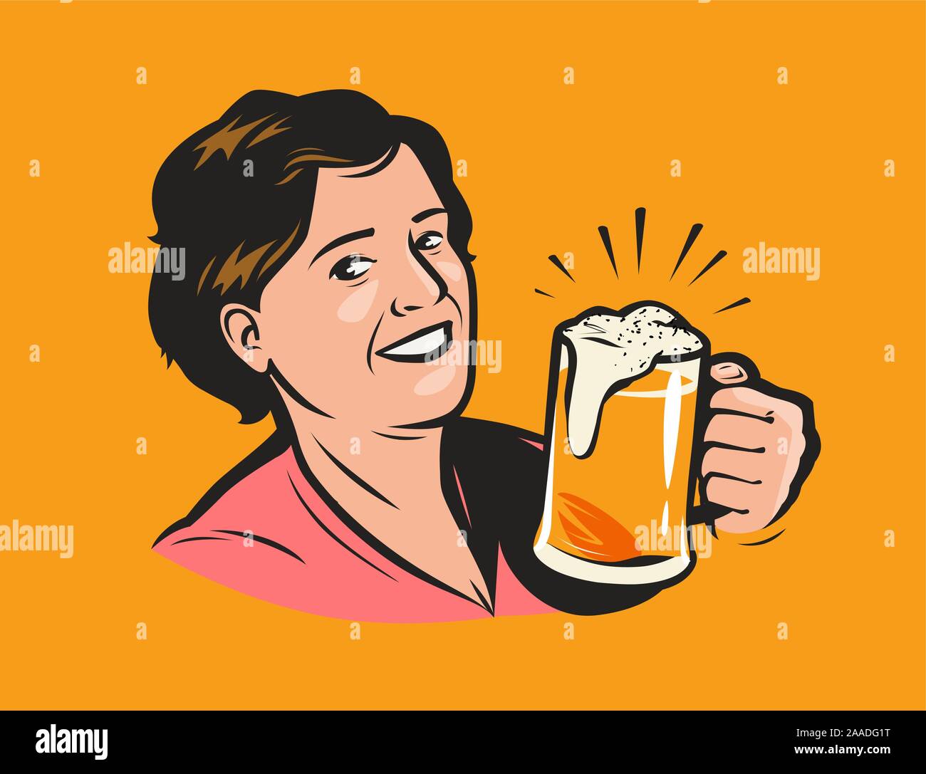 Retro woman drinking Stock Vector Images - Alamy